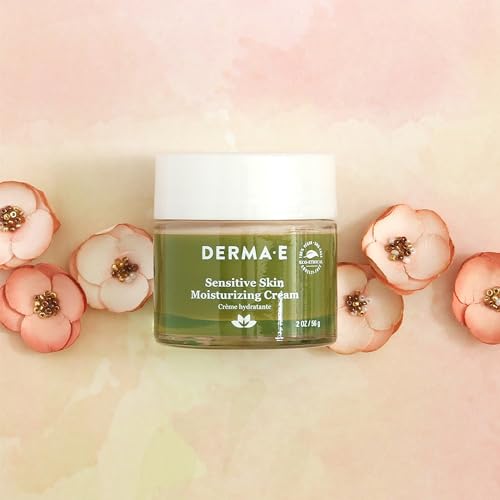 DERMA-E Sensitive Skin Moisturizing Cream β Gentle, Unscented Daily Face Moisturizer β Soothing Facial Cream with Pycnogenol and Vitamins A, C and E - Reduces Redness and Irritation, 2 oz