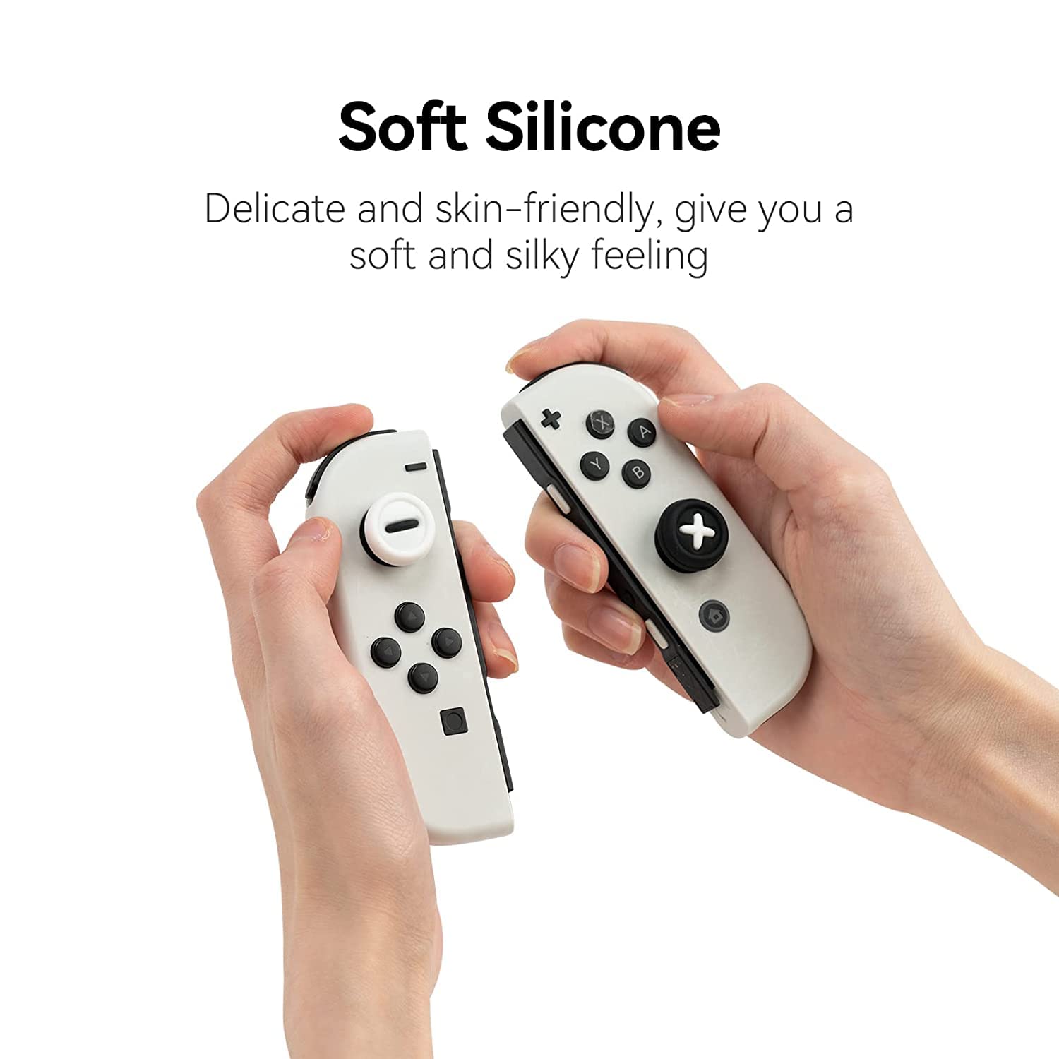 GeekShare Cute Button Silicone Joycon Thumb Grip Caps, Joystick Cover Compatible with Nintendo Switch/OLED/Switch Lite,4PCS (Black and White)