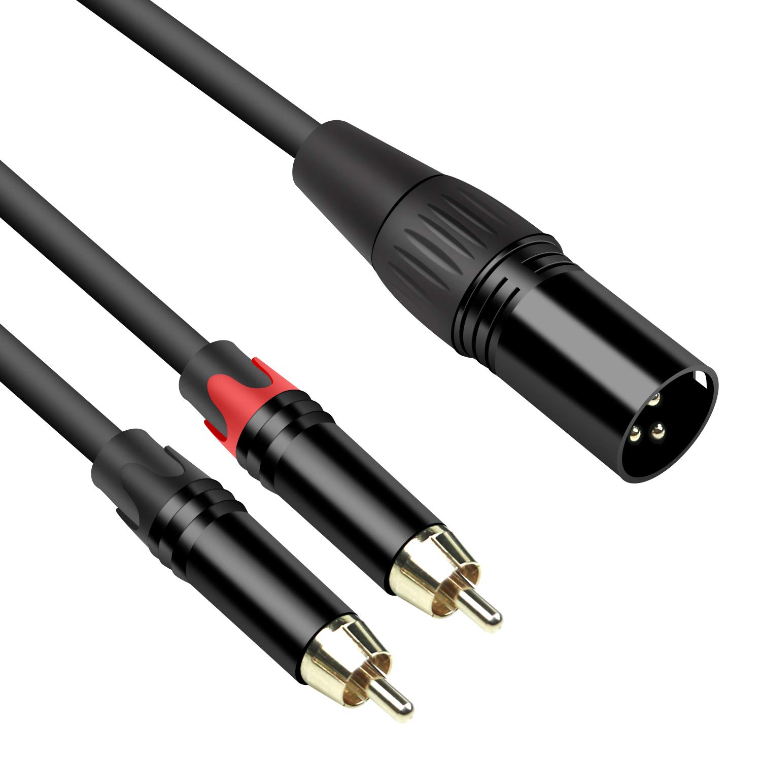 Devinal Dual RCA to XLR Y-Cable, Unbalanced XLR Male Y Splitter Patch Cord, 2 Phono Plug to 1 XLR Adapter Interconnect Duplicator Lead Cable Connector, Heavy Duty Baking Paint 15 feet