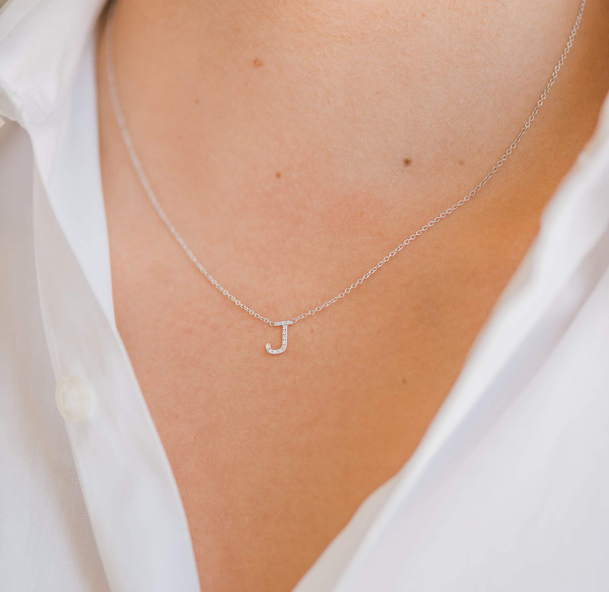 Diamond Initial Necklace, 14K Gold Pave Diamond Letter Necklace, Personalized Diamond Letter Necklace, Stackable, Handmade, Yellow Gold, Rose Gold, White Gold, Zoe Lev Jewelry