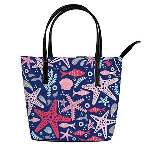 Fashionable women's handbag tote bag, Marine Positive Topicprinted shoulder bag is light and durable
