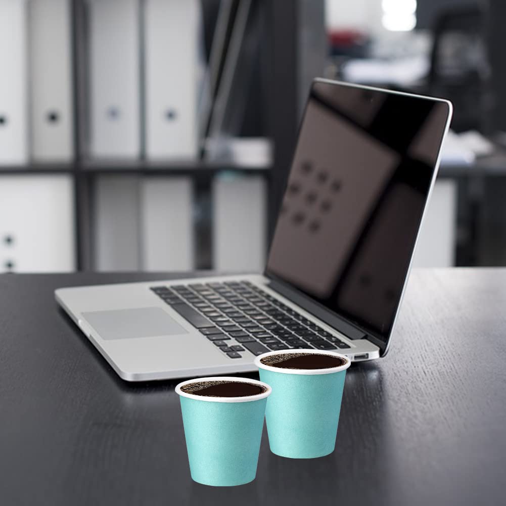 Fedmut (50 Pack 3oz Blue Disposable Paper Cups, Small Bathroom Cups, Mouthwash Cups, Hot Cups, Ideal for Snack, Water, Coffee, Drink, Party,Home.