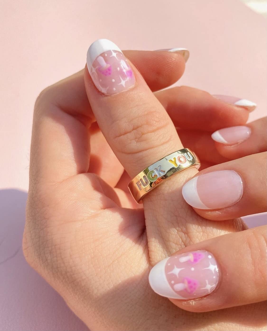 DUPER RING y2k f you stackable gold ring (6)