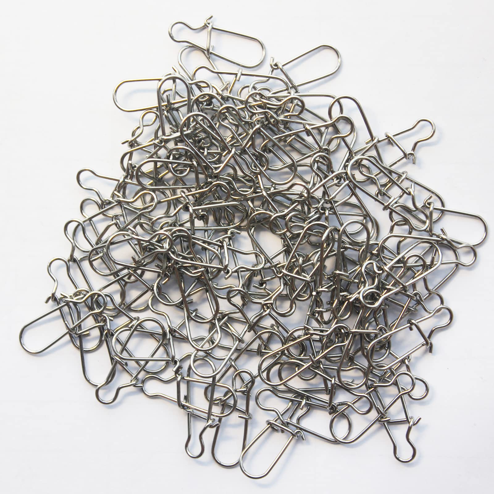 FASPLORE 50-100 Pcs Fishing Duo-Lock Snaps Stainless Steel Tackle Full Sizes Nice Snap Swivel Lure Connector Quick Change Safe Lock(100pcs-3#-62LBS)