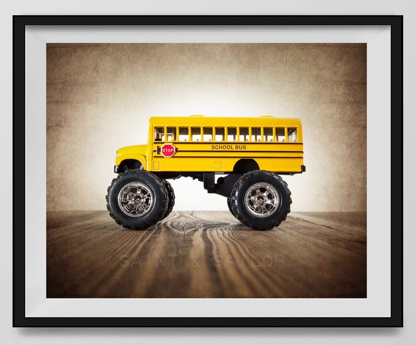 Vintage Monster Truck Photo"Monster School bus", Boys room Wall art, Photo Decor, Monster truck room, Nursery decor, Kids Room Wall Art.