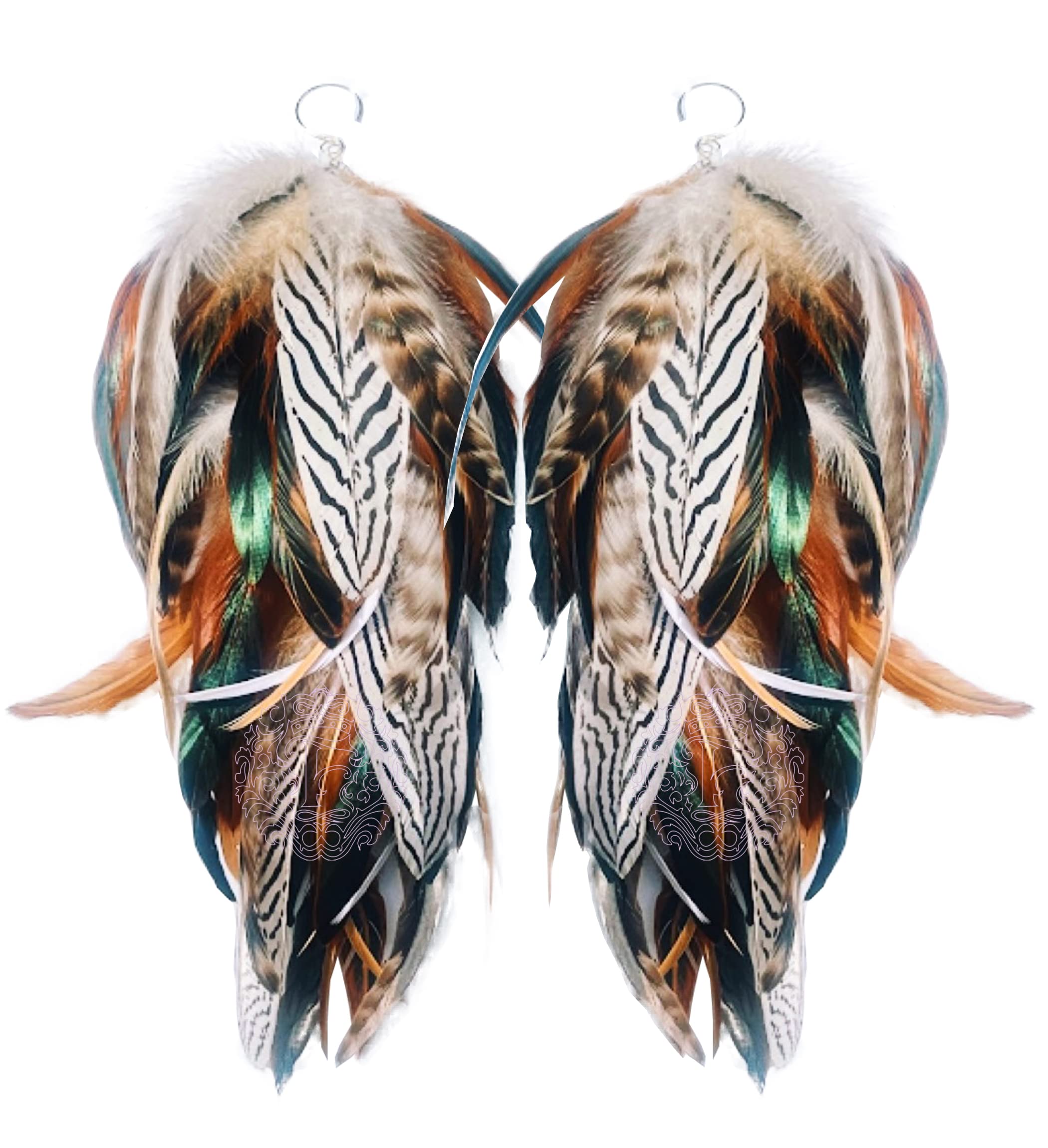Fashmorous Long Feather Earrings for Women Boho Natural Brown Long Feather Earrings for Women Dangle