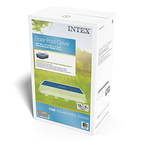 INTEX 28016E Solar Pool Cover: For 18ft Rectangular Frame Pools β Insulates Pool Water β Reduces Water Evaporation and Chemical Consumption β Keeps Debris Out