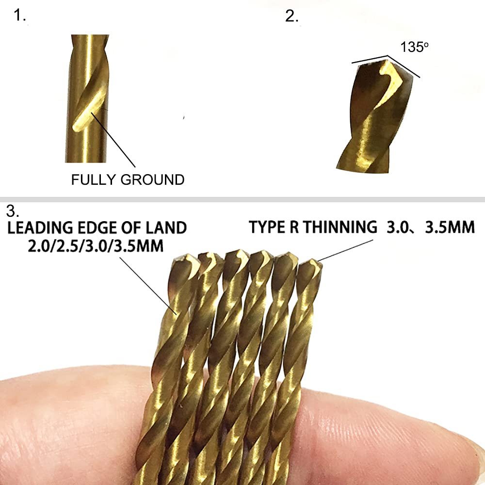 JFOGO Titanium Twist Drill Bit Set (60Pcs)and 20Pcs Mini Drill Bits 1-3.5MM,0.5MM,0.8MM, HSS42 Fully Ground Micro Drill Bits for Wood,Soft Metal,Plastic, Aluminum Alloy,Metric