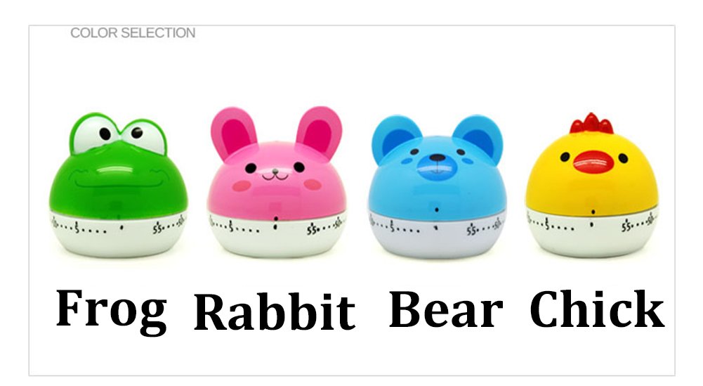 Golandstar Cute Cartoon Animal Timers Mini 55 Minutes Mechanical Kitchen Cooking Timer Clock Loud Alarm Counters (Green Frog)