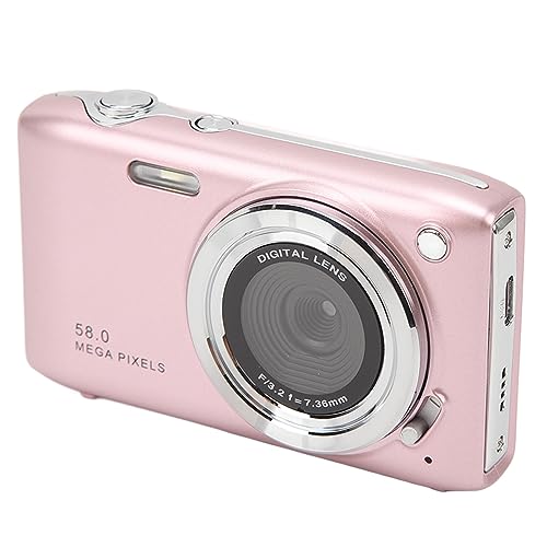 Digital Camera, Digital Video Camera Multifunction Face Recognition 16X 58M 4K Outdoor (Pink)