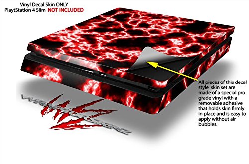 Vinyl Decal Skin Wrap compatible with Sony PlayStation 4 Slim Console Electrify Red (PS4 NOT INCLUDED)