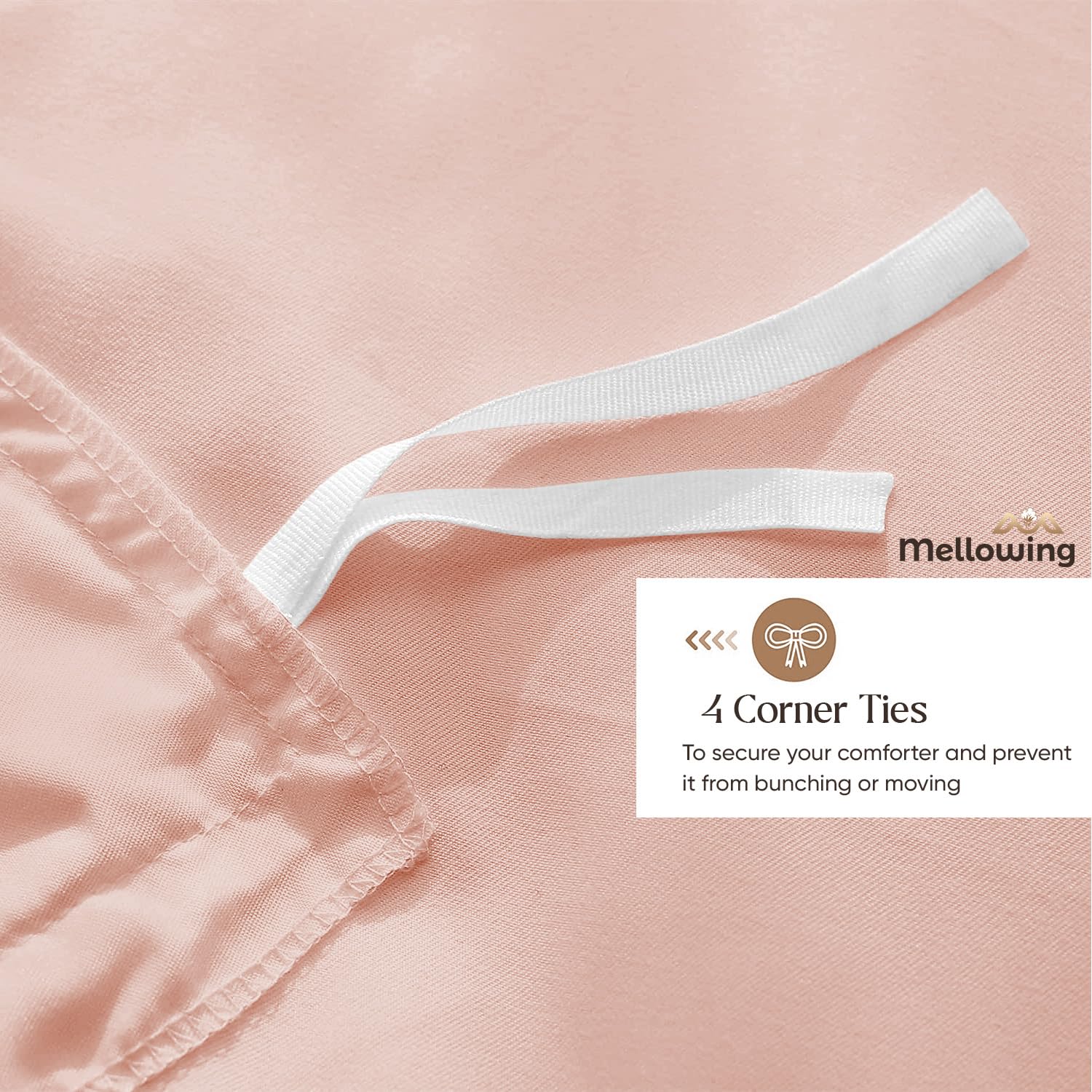 Mellowing 800 Thread Count King/Cal King (94x104) Duvet Cover - Premium Duvet Cover Soft & Breathable - 3 pcs All Season Comforter Cover with Zipper Closure & Corner Ties (Blush)