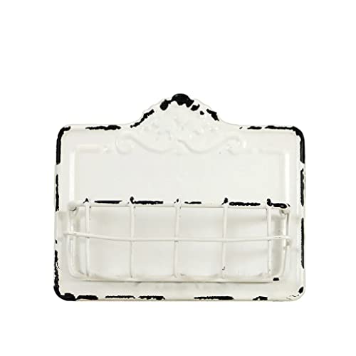 VIP Home & Garden MT2155 Vintage Style Antique Business Card Holder, White, Metal