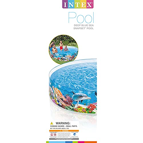 Intex Deep Sea Blue 8 Feet x 18 Inch SnapSet Instant Round Plastic Above Ground Swimming Kiddie Pool for Ages 3 Years and Up, Blue