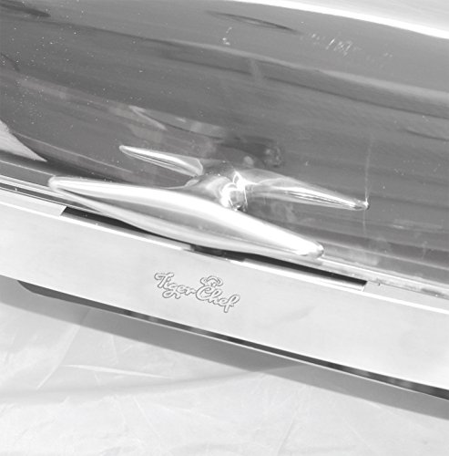 Tiger Chef Chafing Dish Buffet Set - Stainless Steel Chafer - Roll-Top Chaffing Dishes 8 Quart and Plastic Salad Tong - Chafer and Buffet Warmer Set