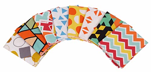 Soimoi 8 Pc Fat Quarter Bundle, Geometric Abstarct Collection Print 18"x 22" DIY Patchwork- 100% Cotton Pre-Cut Quilting Fabric Multicolor