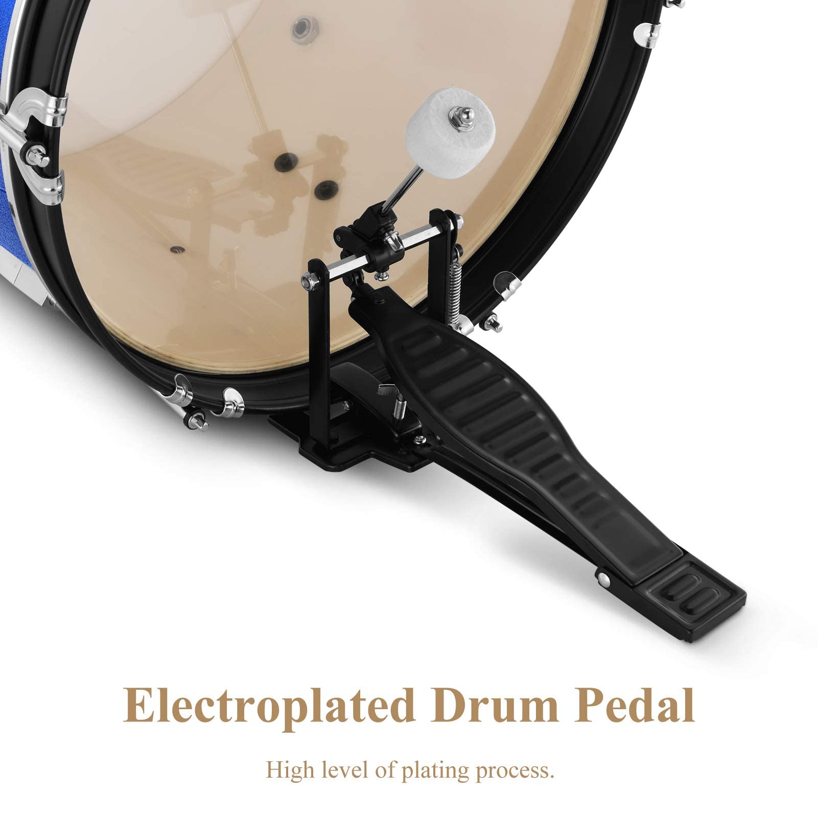 Eastar Drum Set for Kids - 16 inch 5-Piece Drum Kit for Beginners with Adjustable Throne and Cymbal, Pedal & Drumsticks, Metallic Blue (EDS-350MBE)