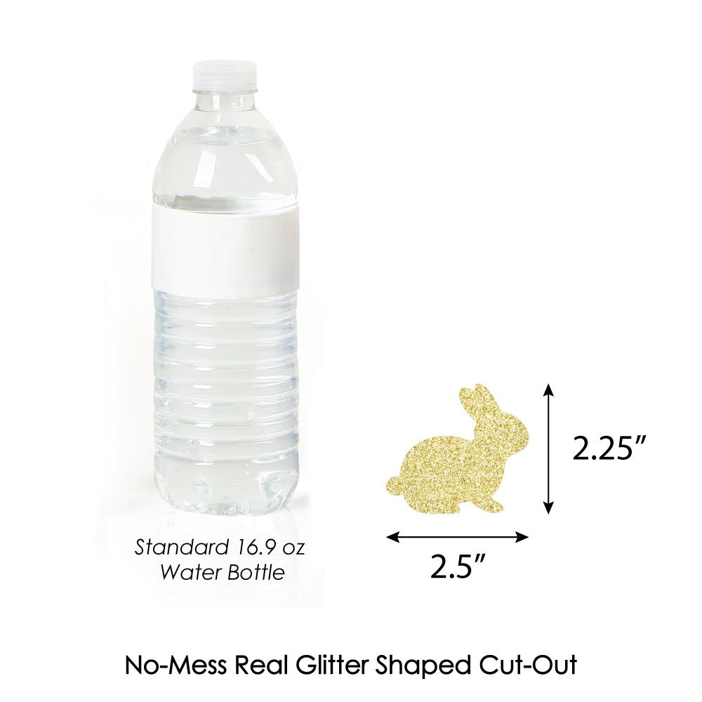 Gold Glitter Bunnies Party Straws - No-Mess Real Gold Glitter Cut-Outs & Decorative Easter Paper Straws - Set of 24