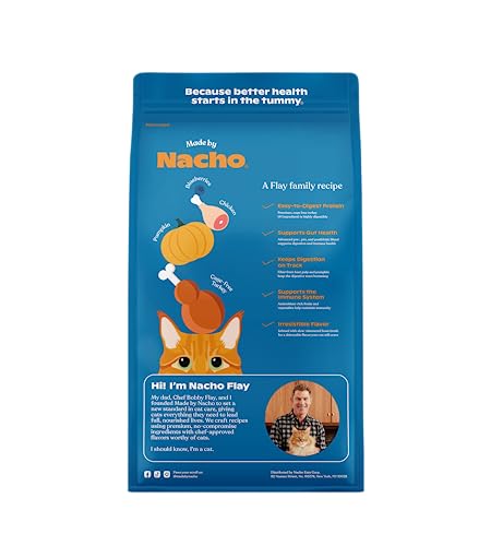 Made by Nacho Bone Broth Infused Dry Cat Kibble - Digestive Support, Cage-Free Turkey and Pumpkin - Premium Grain-Friendly Cat Food 4lb Bag