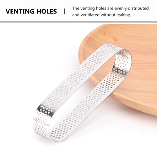 FRCOLOR Ring Cake Mold, Oval Stainless Steel Perforated Tart Ring Mold Dessert Mold Quiche Mold, 11. 9cm