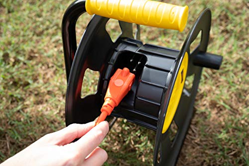 Designers Edge E230 Extension Cord Storage Reel; Multi-Outlet Adapter; Black/Yellow
