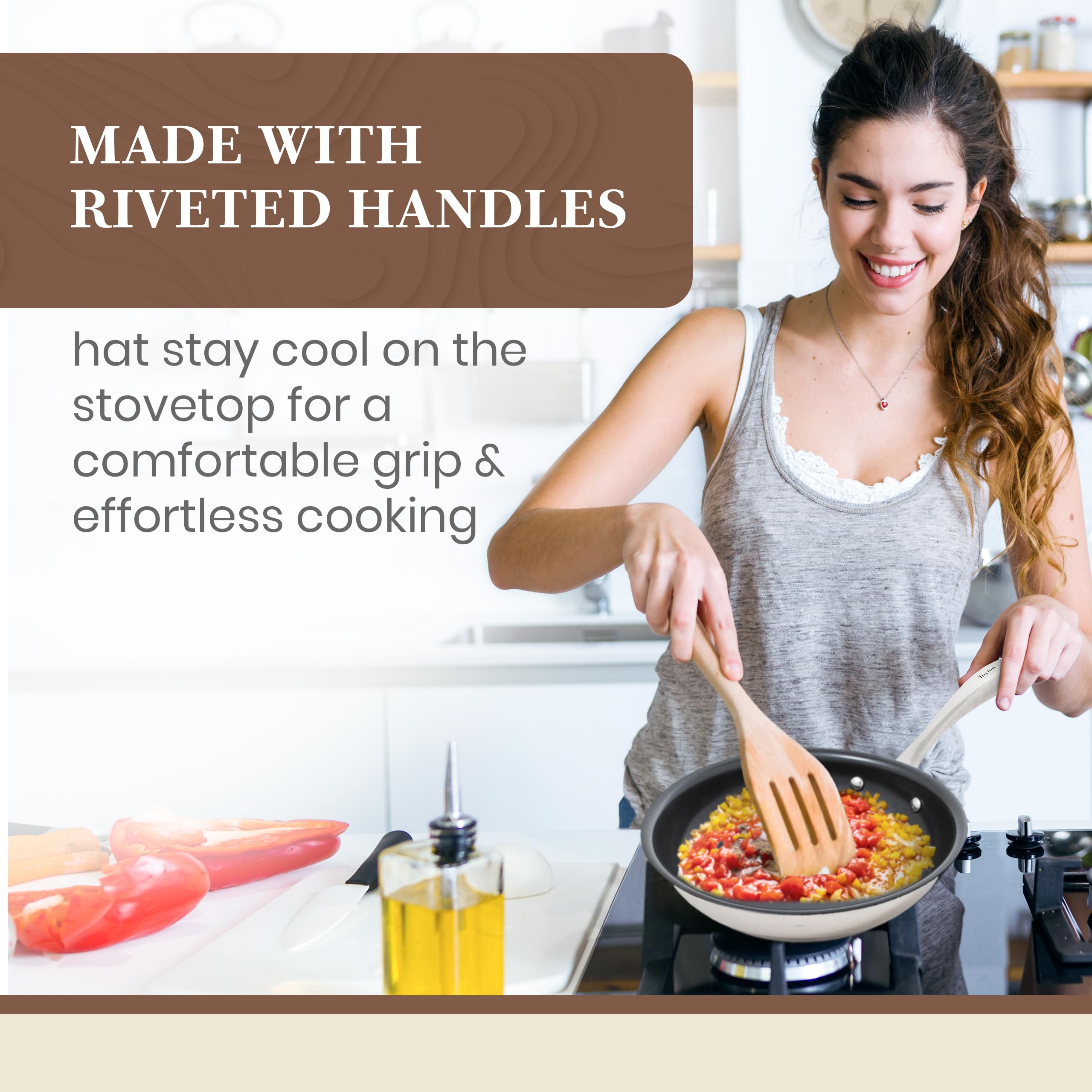 Non Stick Frying Pans Tuxton Concentrix 2pc Stainless Steel Pan Set - Stove & Oven Compatible 8 & 11in Ceramic Frying Pan with Riveted Handles Cobalt Blue