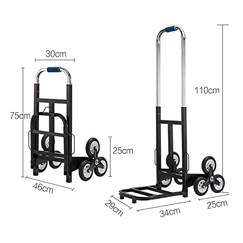 Generic Hand Trucks Heavy-Duty Steel Stair Climbing Cart, Folding Hand Truck, Multifunctional Trolley, 6-Wheel Solid Rubber Wheel Transport Cart, 100kg Load Capacity