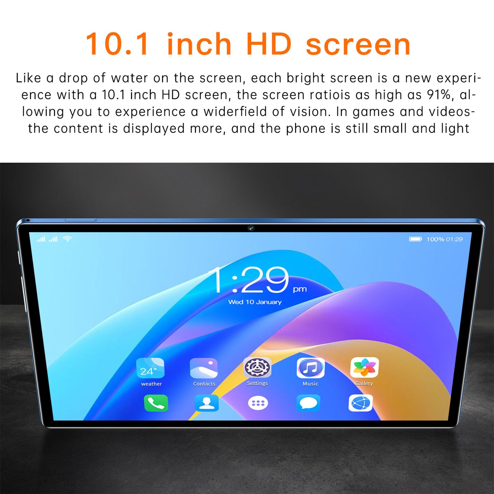 Digital Tablet, WiFi Tablet Dual Speakers 2 in 1 10.1 Inch for Android 12 with Keyboard for Reading for Video (US Plug)
