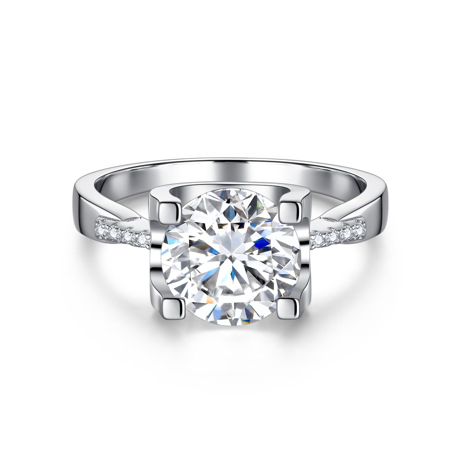 DURAINTS 100% D Color VVS Moissanite Engagement Ring, S925 Sterling Silver Rings for Women, Promise Rings for Her, Sparkle Love Rings, Gift Box Package