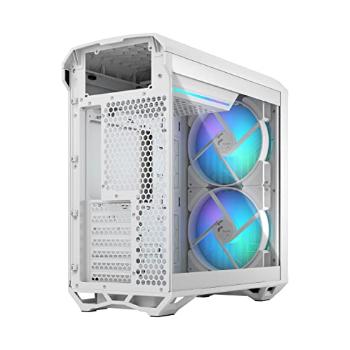Fractal Design Torrent Compact RGB White - Clear Tint Tempered Glass Side Panel - Open Grille for Maximum air Intake - Two 180mm RGB PWM Fans Included - Type C - ATX Airflow Mid Tower PC Gaming Case