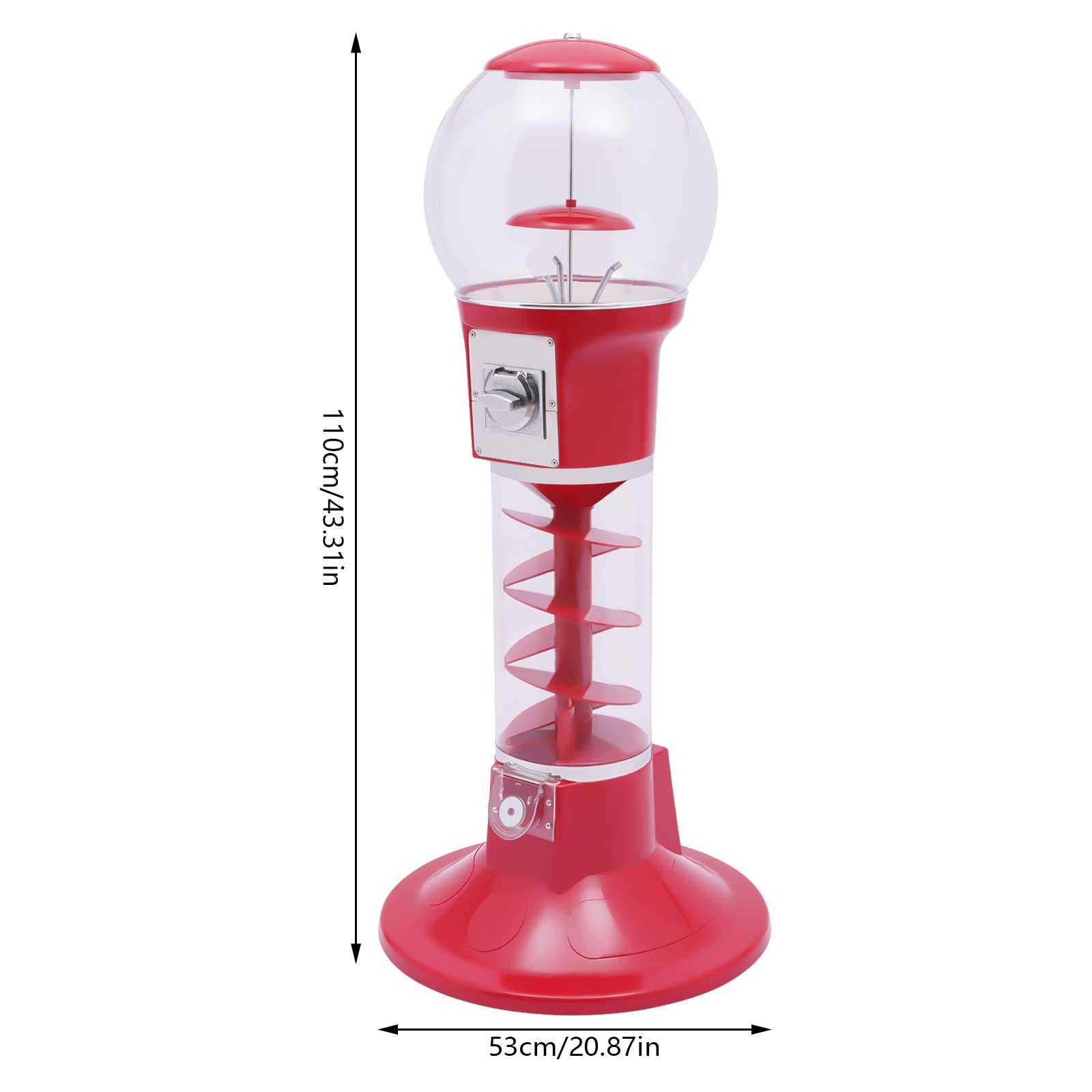 Commercial Vending Machines, Large Spin and Drop Gumball Machine Kids Twirling Style Candy Dispenser for Stores, Amusement Parks, Hypermarkets, Game Halls, Shopping Malls (Red)