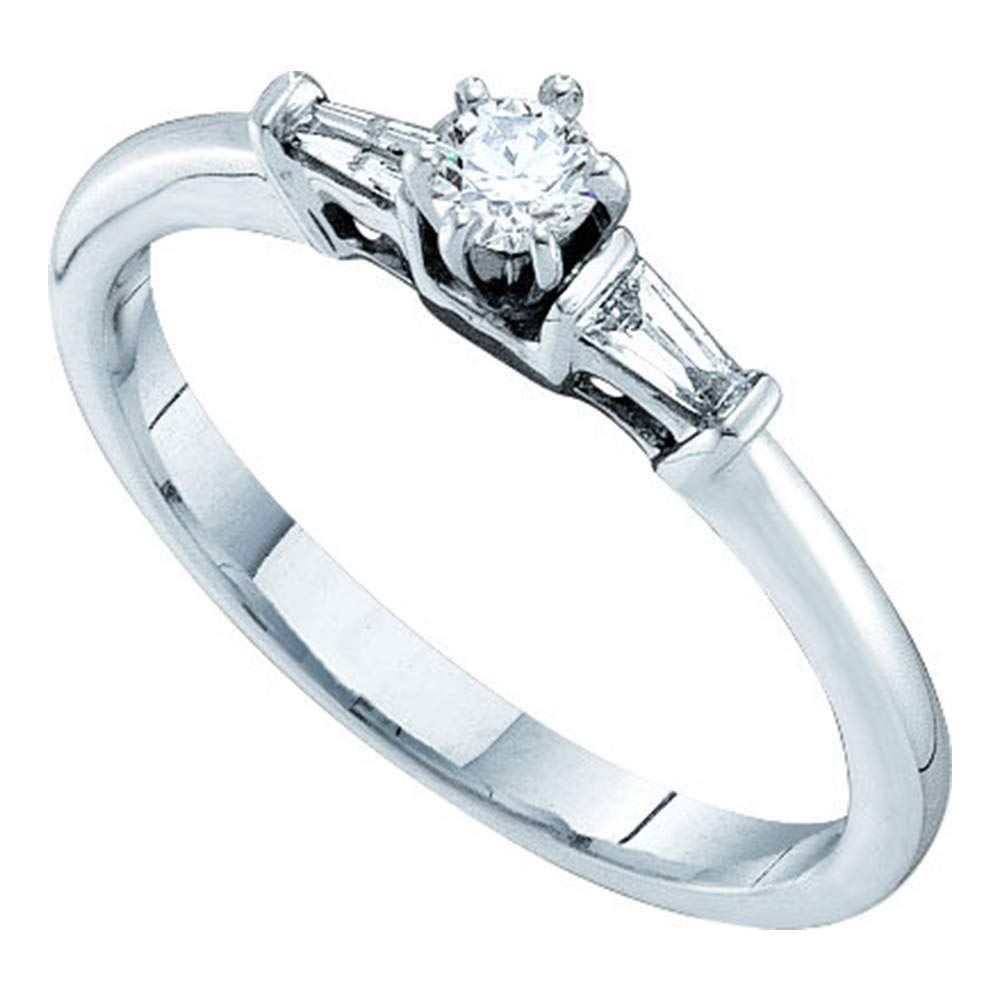 Dazzlingrock Collection 14kt White Gold Womens Round Diamond Solitaire Bridal Wedding Engagement Ring 1/5 ctw