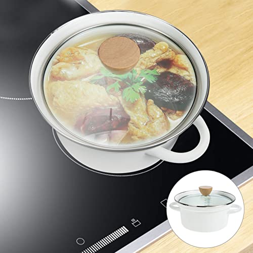 HANABASS 8 Quart Stock Pot Enamel Stockpot with stockpots oven pot cooking pots Glass Lid Enamel- Enamel Pot