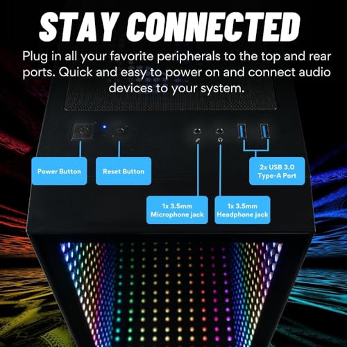 Empowered PC Continuum Micro Gaming Desktop - NVIDIA GeForce RTX 3080 (~ 4070), AMD 8-Core Ryzen 7 7800X3D, 32GB DDR5 RAM, 512GB NVMe SSD + 2TB HDD, WiFi, Windows 11 Home - RGB Gamer Computer