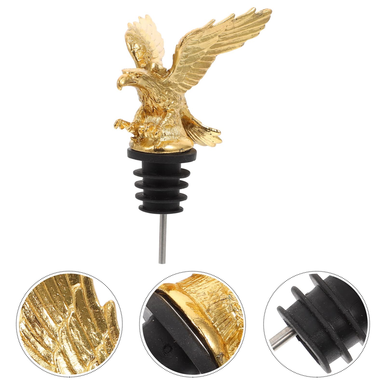 HEMOTON Wine Pourer Wine Aerator Eagle Head Animal Wine Pourer Bottle Decanter Spout Decorative Wine Bottle Stopper Home Bar Accessories (Golden)