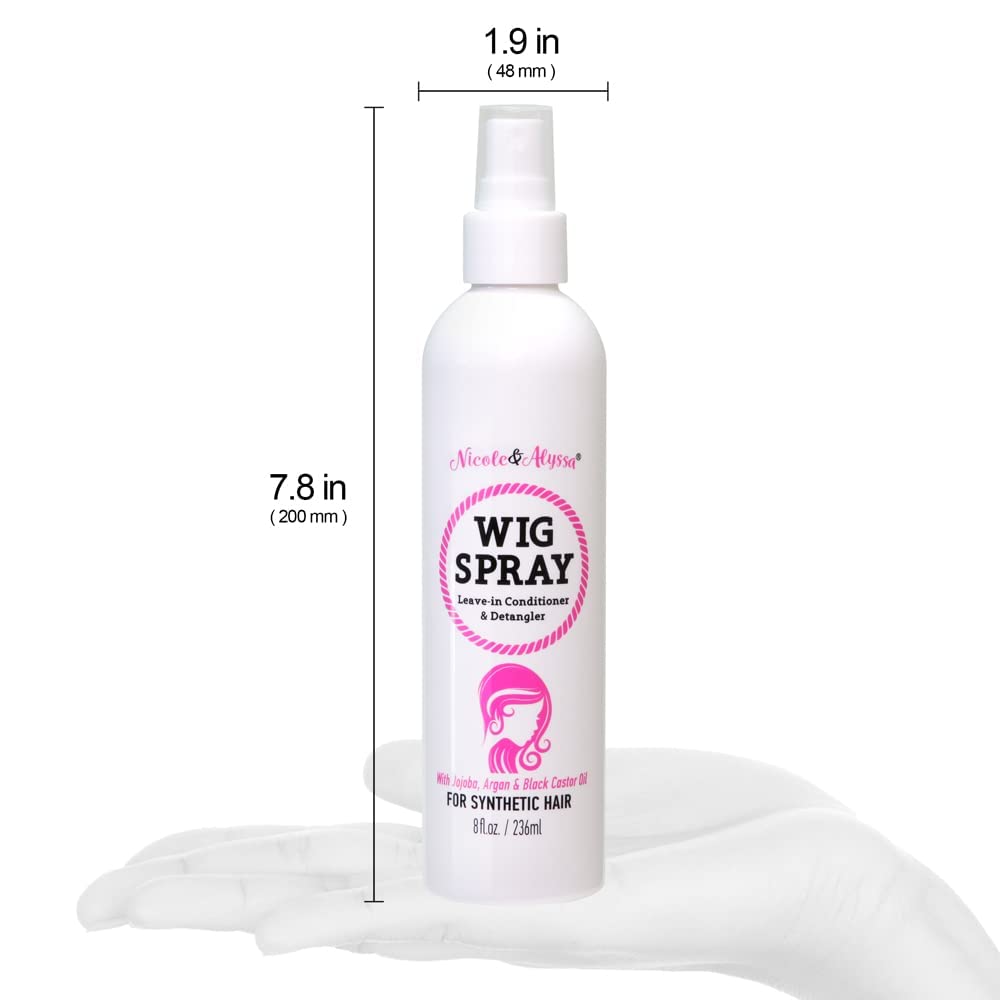 Nicole & Alyssa - Wig Spray For Synthetic Hair 8oz - Leave-in Conditioner, Detangler, Moisturizer