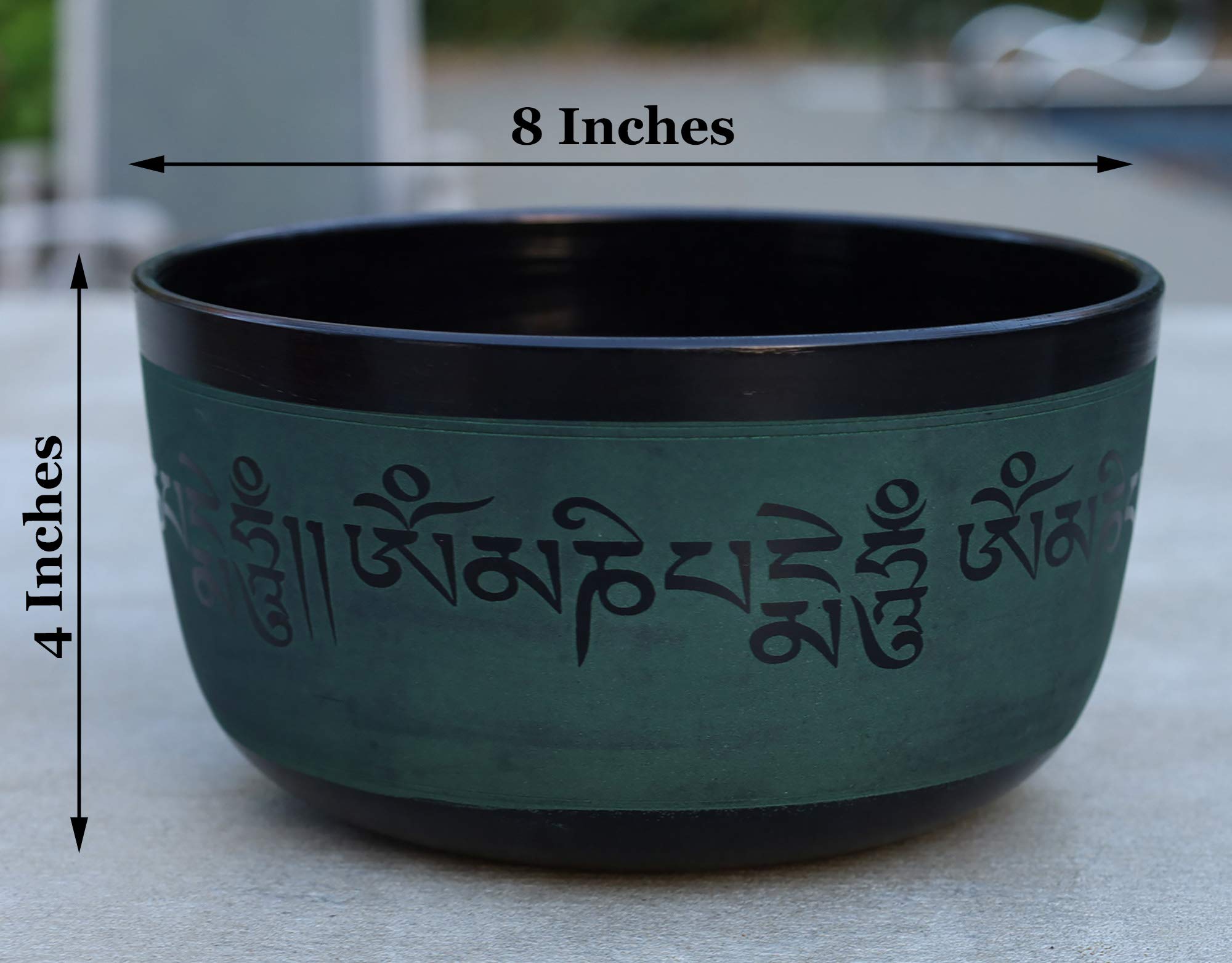 DharmaObjects Tibetan Meditation Buddha Singing Bowl Mallet Mat Cushion Set (8 Inches, Buddha)