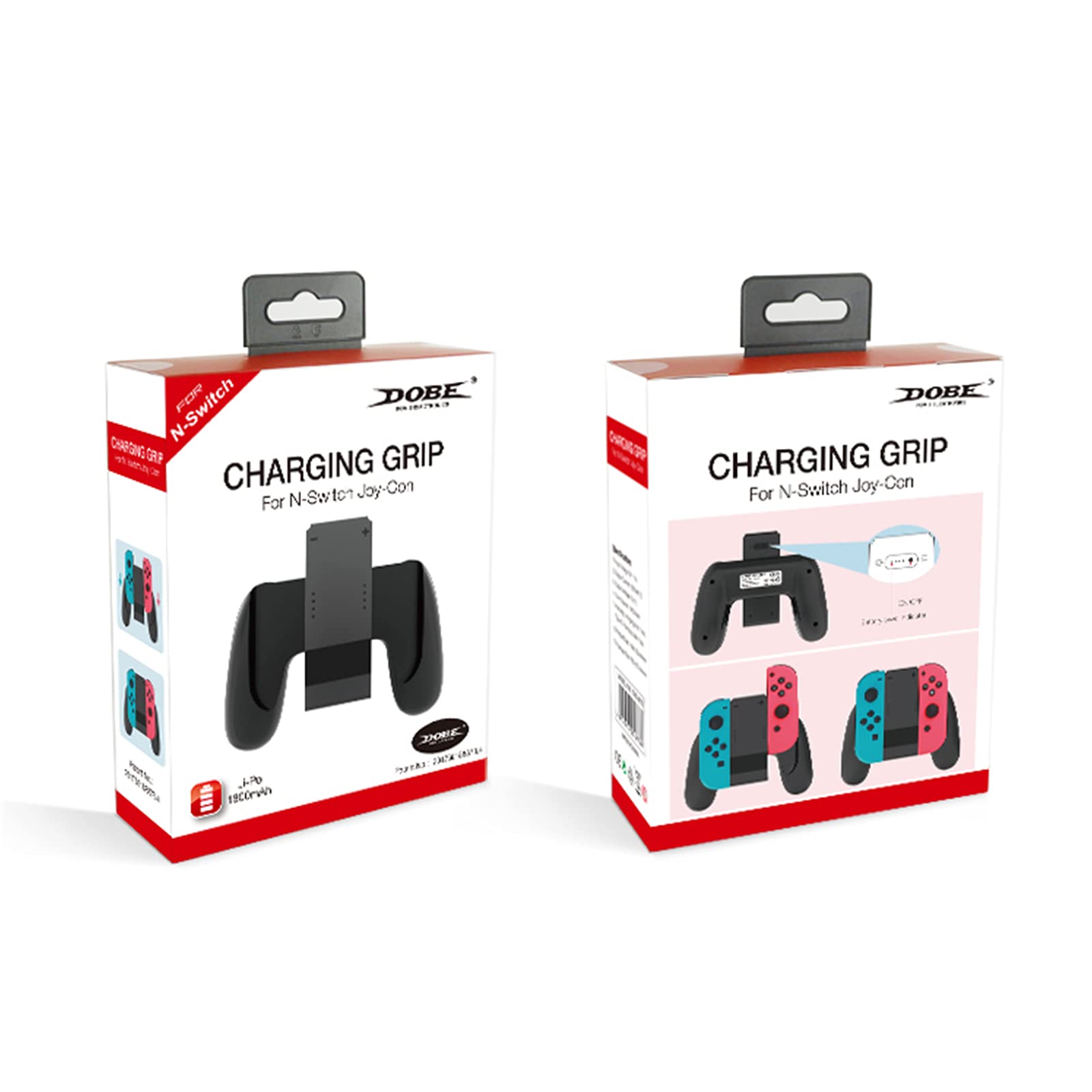 Dobe Joy Con Charging Grip with 1800mAh Battery, 2-in-1 Comfort Grip for Nintendo Switch Joy-Con Controller, Joycon Charger with 32in USB-C Cable, Power & Charge Indicators, Overcharge Protection