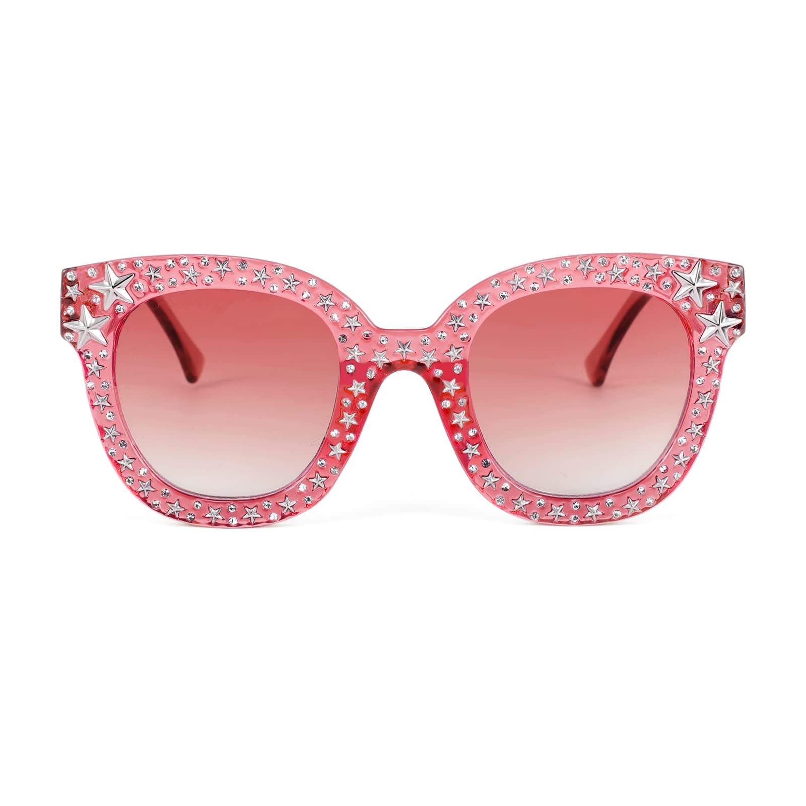 FEISEDY Women Vintage Cateye Crystal Rhinestone Star Sunglasses Novelty Glitter Shades B4068
