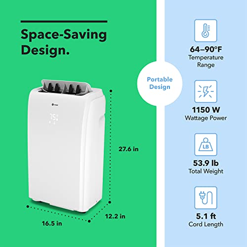 Vremi 10000 BTU Portable Air Conditioner - Easy to Move AC Unit for Rooms up to 250 Sq Ft - with Powerful Cooling Fan, Reusable Filter, Auto Shut Off (6250 BTU New DOE)