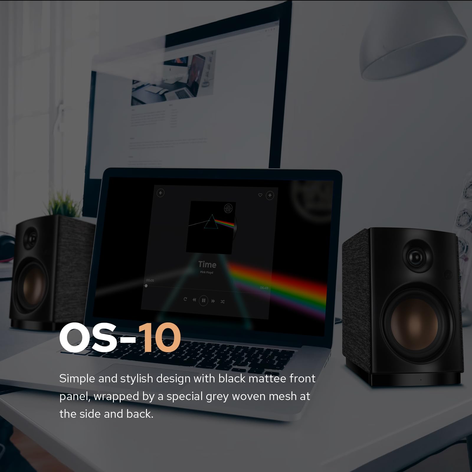 HiVi-Swans OS-10 HiFi Stereo Speakers, Bluetooth 5.0 Active Computer Bookshelf Speakers - 4'' Dynamic Woofer, Powered Desk Speakers 62w RMS with Touch Control for PC/Phone/TV/Monitor (Pair)