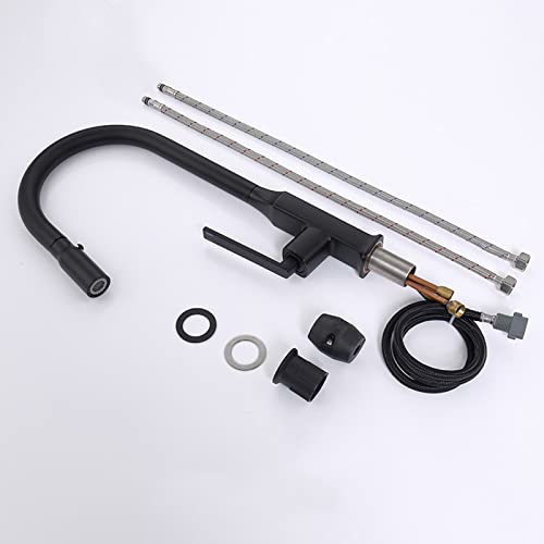 Kitchen Faucet with Pull Down Sprayer Brass Hot and Cold Water Swivel Kitchen Tap Sink Tap Black