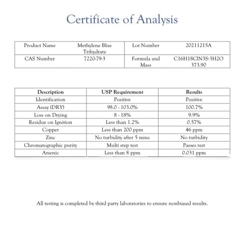 Methylene Blue 1% A2Z Laboratory | USP-Grade Methylthioninium Chloride Liquid | High Purity Dietary Supplement for Brain Function & Cognitive Health | No Formaldehyde (1) 50ml Glass Dropper Bottle