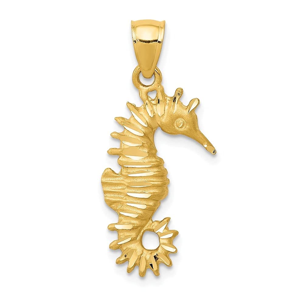 Diamond2Deal 14k Yellow Gold Seahorse Pendant (L- 26 mm W- 11 mm)
