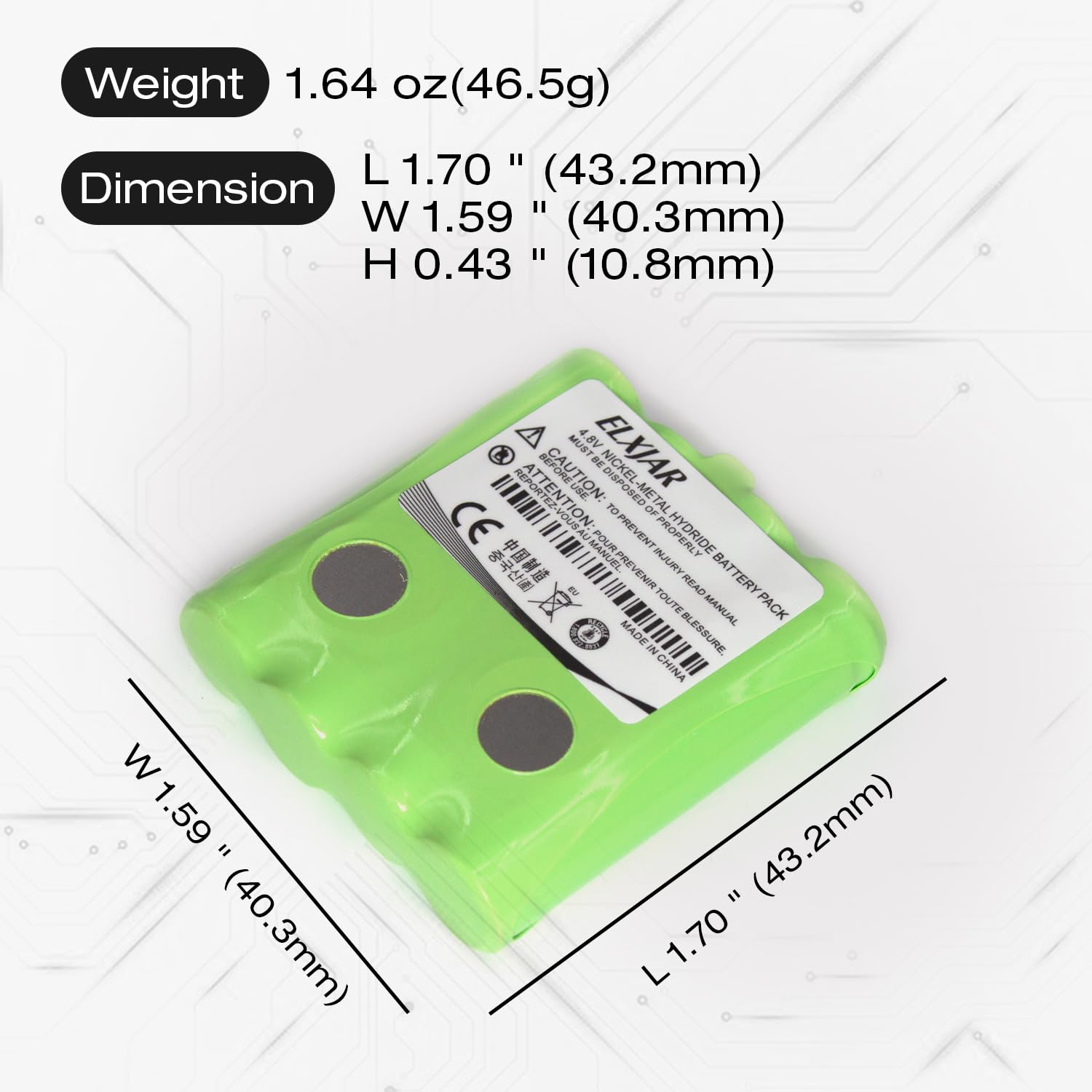 elxjar (2-Pack) 4.8V 700mAh Ni-MH Battery Replacement for Cisco GA-cm, FA-NICD, Cobra FA-BP FA-CK GA-cm GA-CR GA-CT IXNN4002A, EMSI iFlex-MT Plus