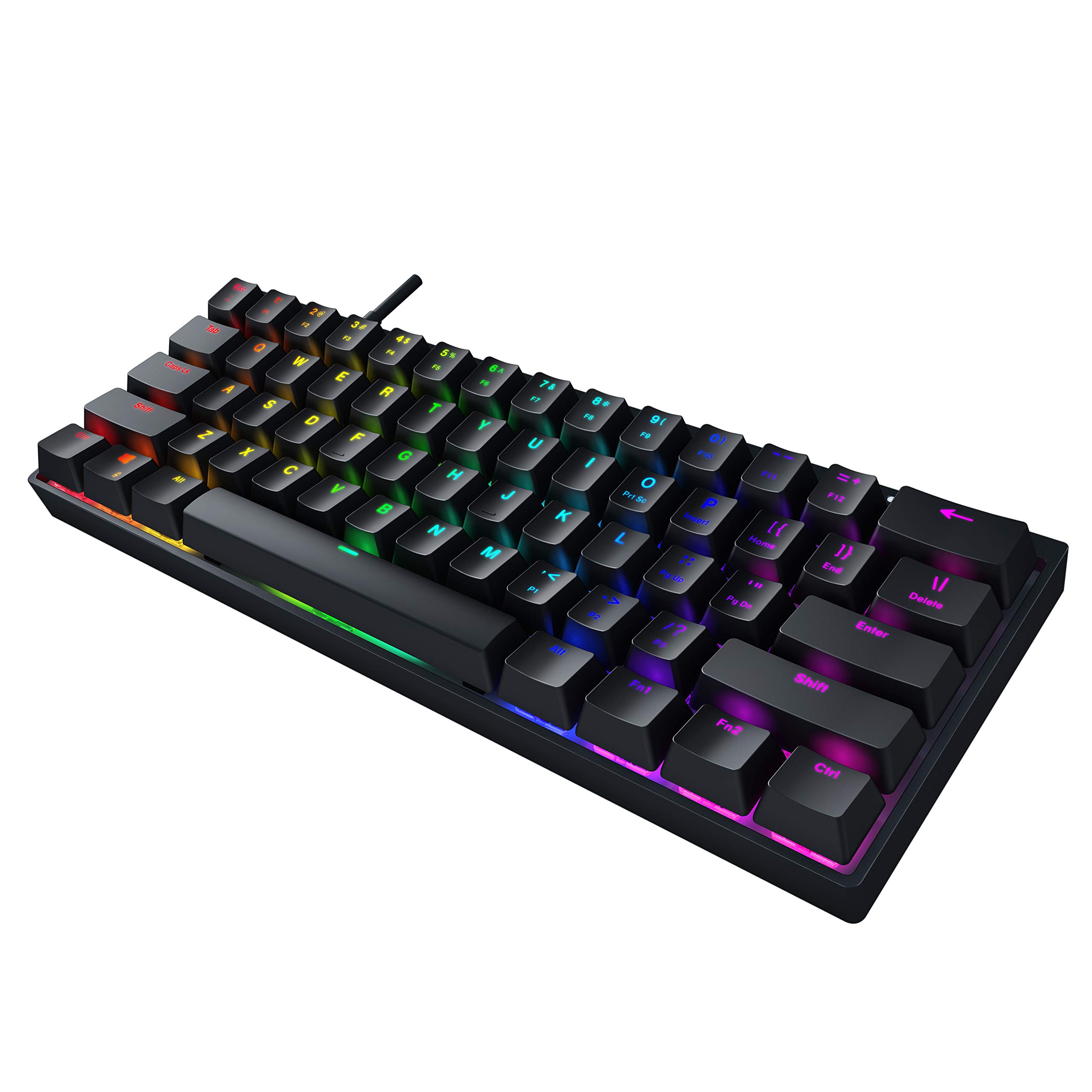 DURGOD HK Venus RGB Mechanical Gaming Keyboard | 60% Layout | USB C Wired | Doubleshot PBT Keycaps | Cherry Profile | NKRO Rollover | Windows & Mac | Aluminium Chassis| Gateron Silent Brown, Black