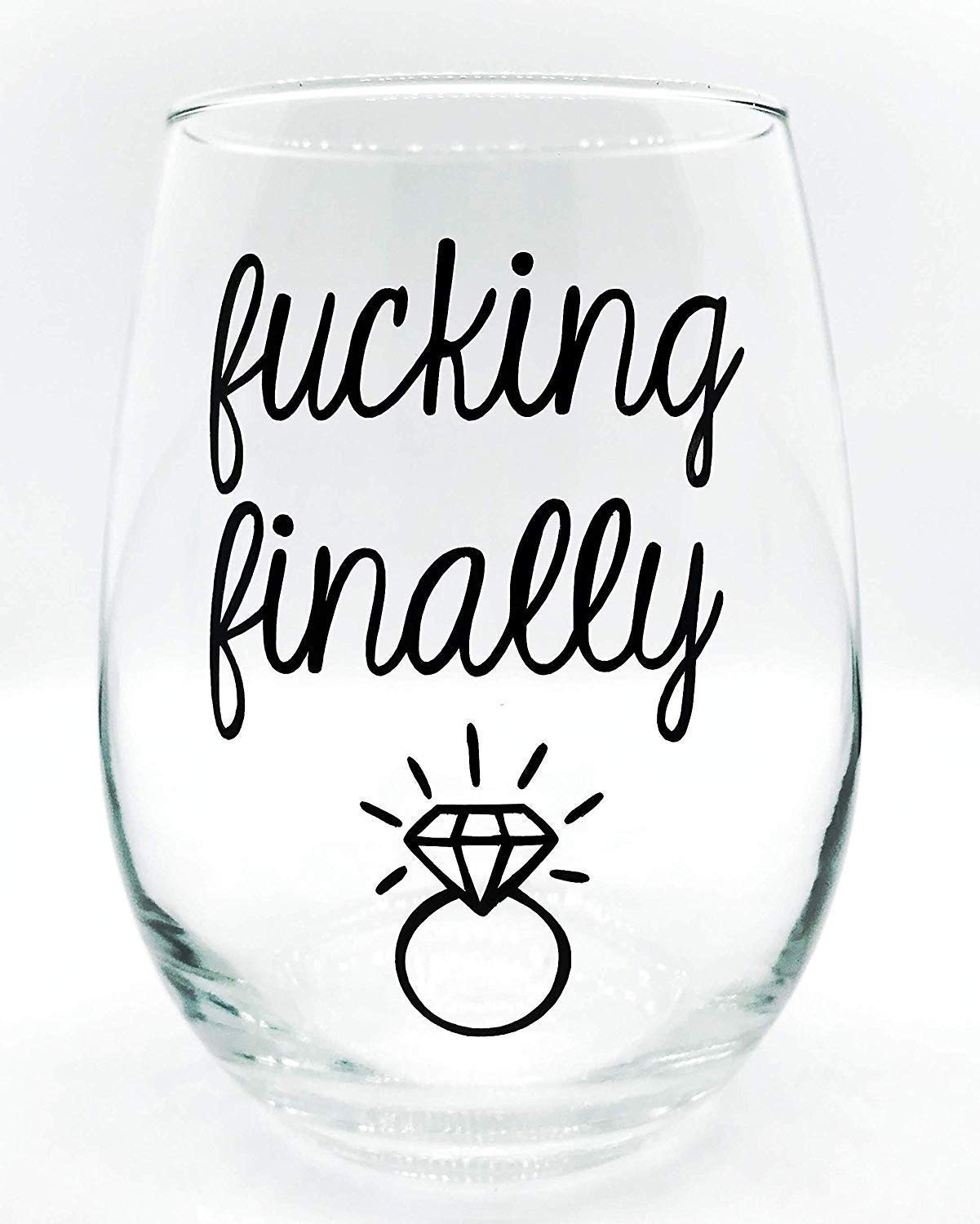 Fucking Finally™ & Shit Just Got Real™ - Engagement, Wedding Gift - Wine & Beer Glass Set for Couple