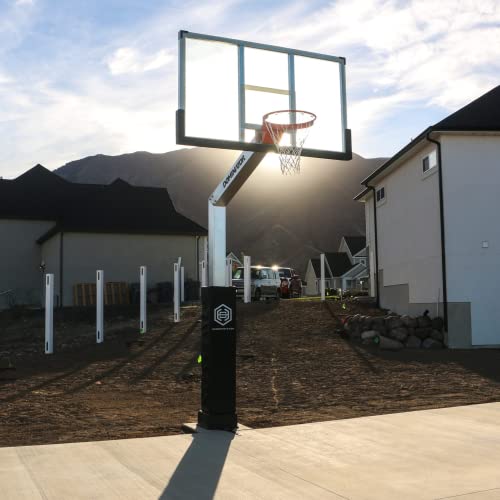 Dominator Premium Inground Adjustable Basketball Hoop - 72" Backboard w/ 4' Overhang - NBA/NCAA Regulation Adjustable Basketball Goal - Adjusts from 7' - 10', Made of Heavy Duty Rust Proof Aluminum