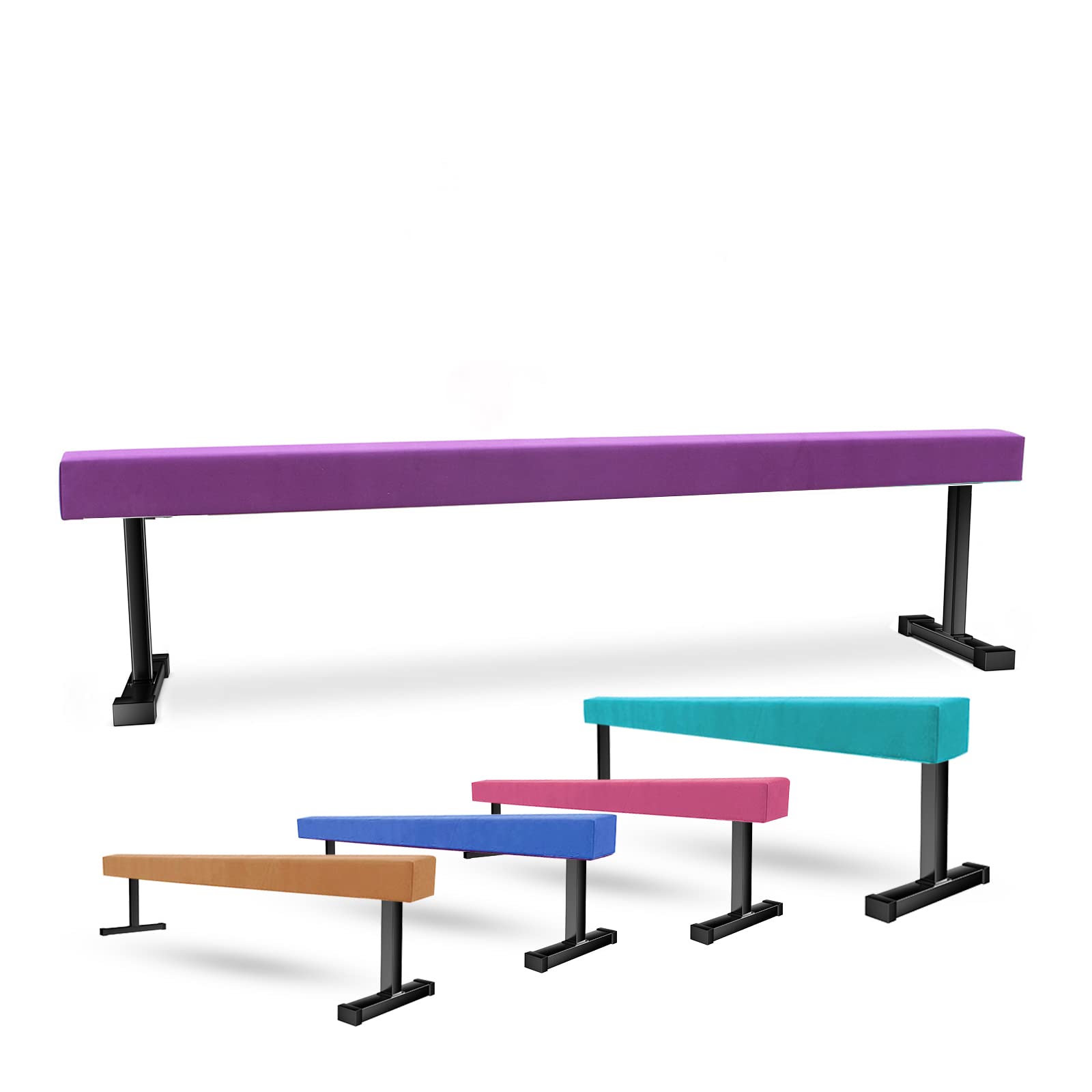 FBSPORT 8ft Balance Beam: High and Low Floor Beam Gymnastics Equipment for Kids/Adults,Gymnastics Beam for Training,Practice, Physical Therapy and Professional Home Training with Legs