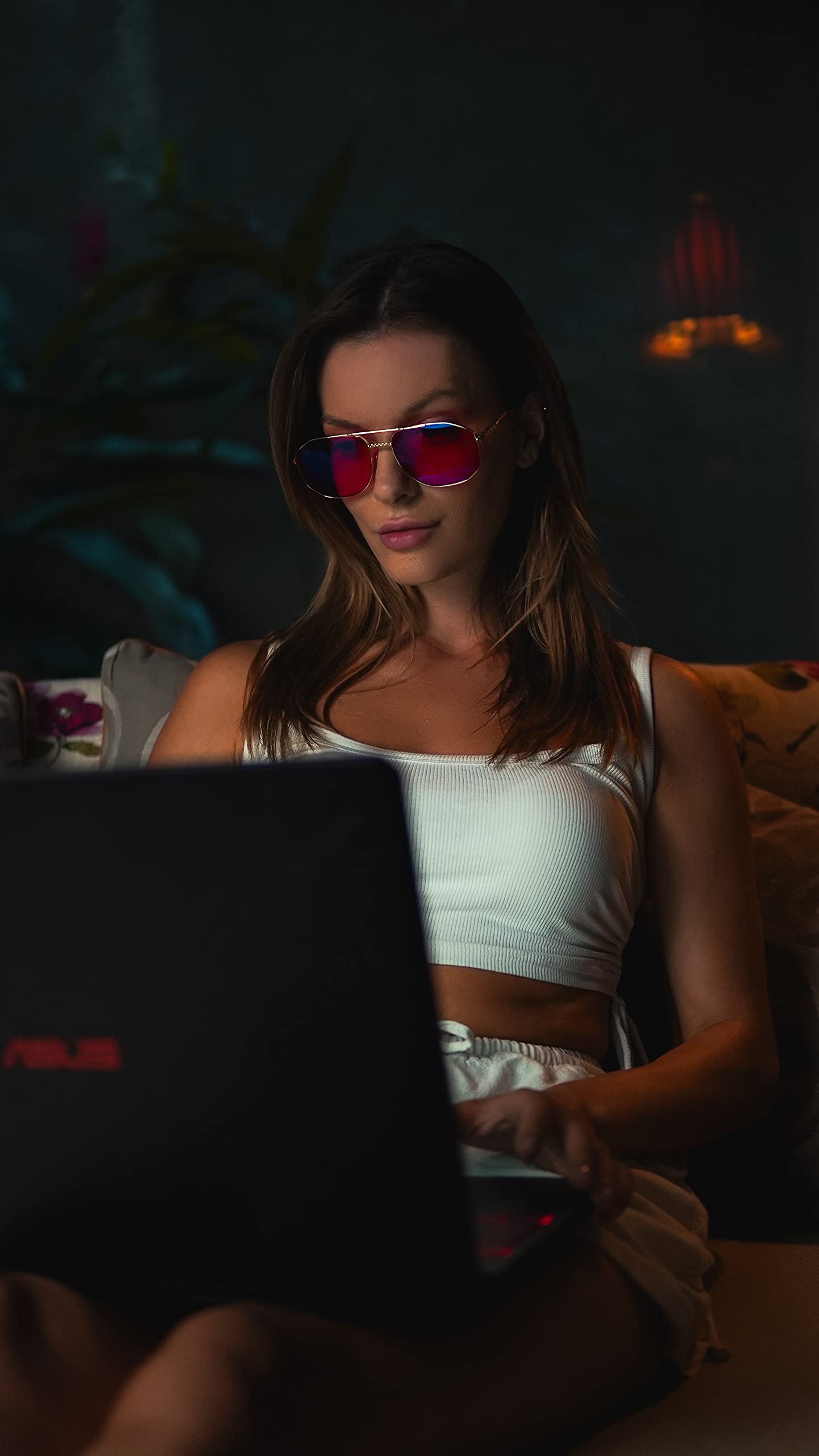 EMR-TEK"Wolverine" 24K Gold Plated Stainless Steel Blue and Green Blocking Glasses, Red Lens with Anti-Blue Reflection, for Nighttime use and Better Sleep.